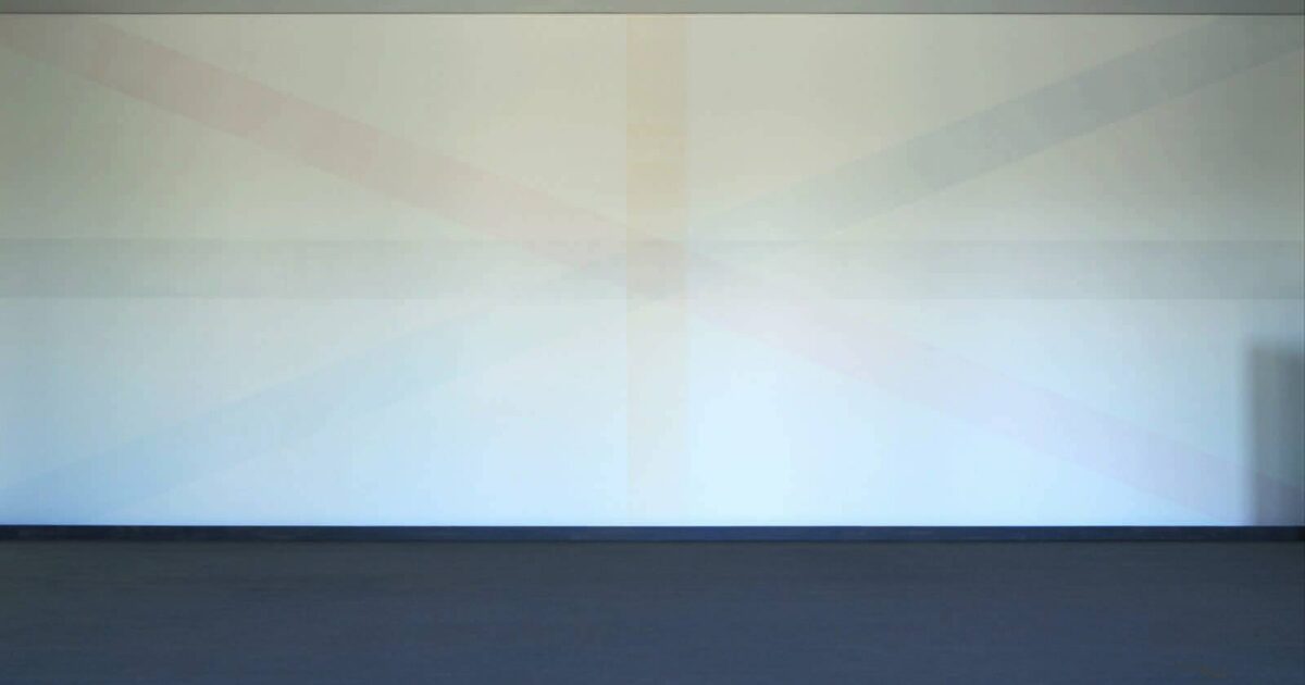 Wall Drawing #36 On one wall, intersecting symmetrical bands of ...